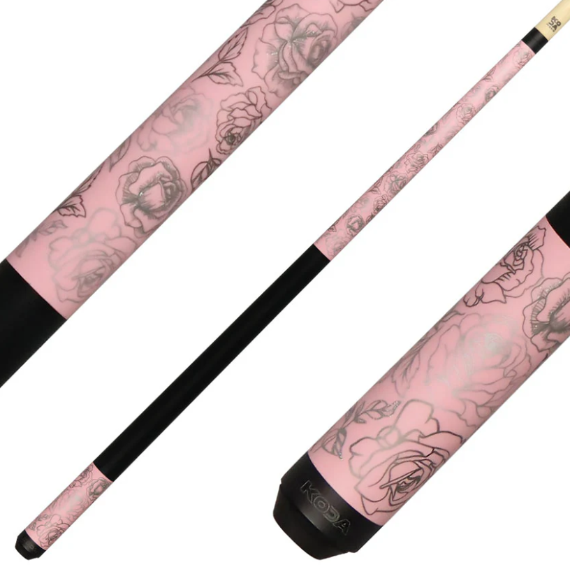 Koda KDV30PK Pool Cue | Pink Rose Graphic | 19oz | 12.5mm Shaft | New ...
